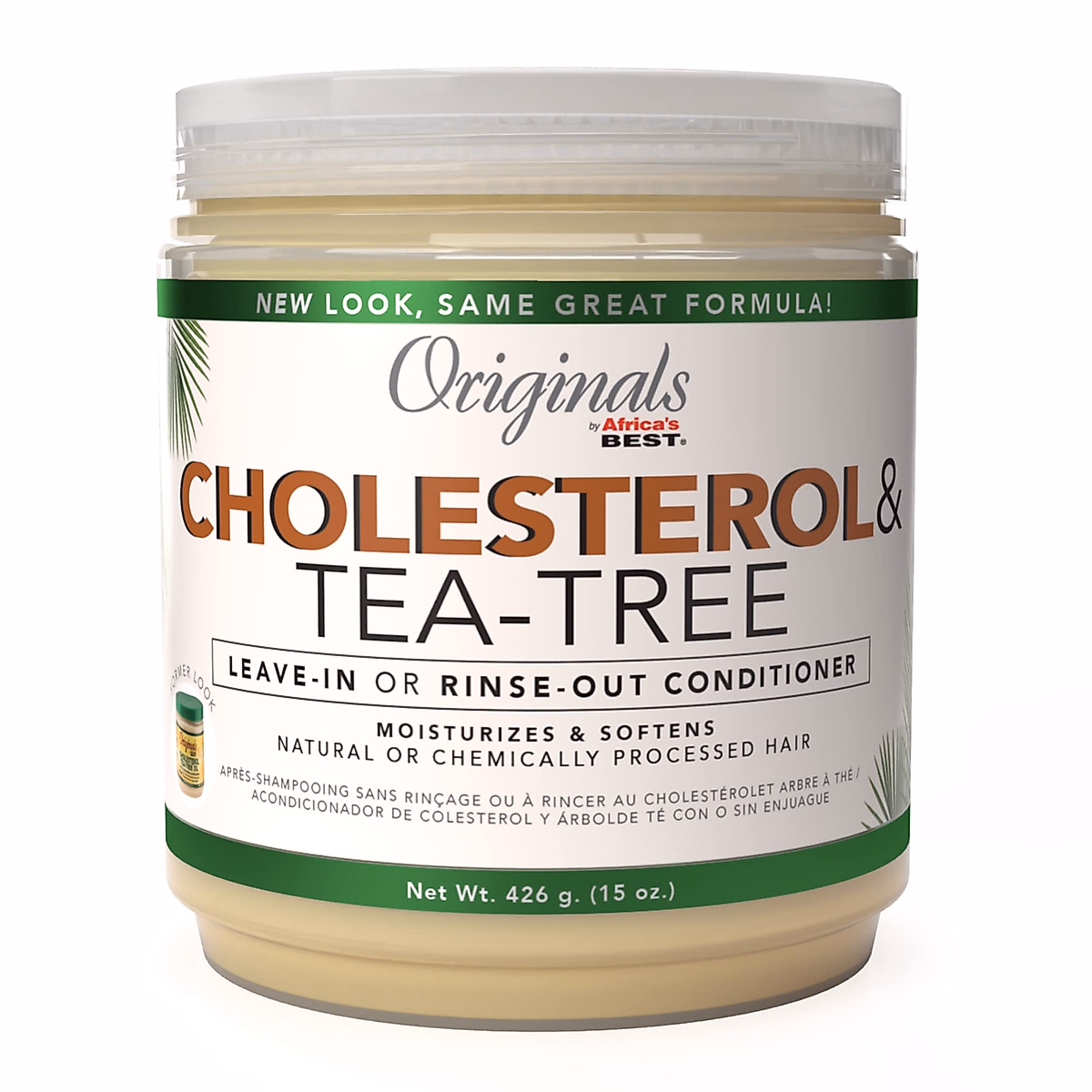 Originals by Africa's Best Cholesterol Tea Tree Oil, Rinse-Out Plus Leave in Conditioner, Repair and Revitalize Damaged, Dry, Overprocessed Hair, 15 oz