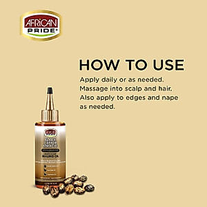 African Pride Black Castor Miracle Hair & Scalp Sealing Oil - Locks in Moisture & Soothes, Contains Black Castor/Tea Tree/Soybean Oil, 6 oz