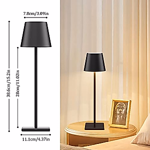 Howskys 2 Pack Black Cordless Table Lamp,5500mAh Battery Powered Table Lamp,3W Touch Rechargeable Battery Table Lamp 3000k Warm White,IP54 Indoor/Outdoor Table Lamp