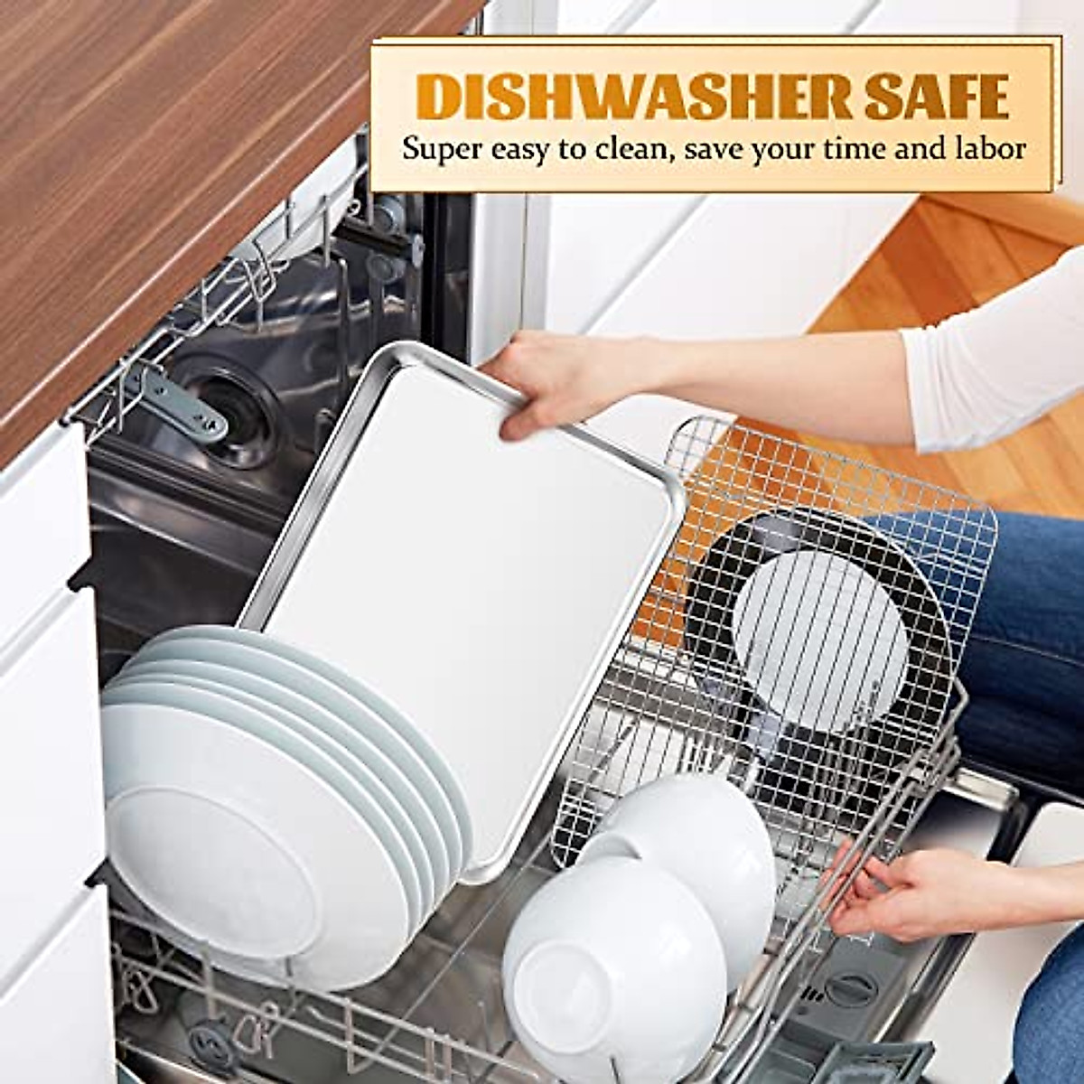 Small Baking Cooling Rack Set of 2, E-far Stainless Steel Toaster Oven Rack for Cooking Roasting Grilling Meat, 8.6” x 6.2” Metal Bakeable Wire Rack for Cookie Cake Bacon - Dishwasher Safe