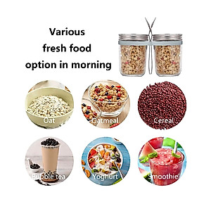 Overnight oatmeal jars - Overnight Oats Containers with Lids - Glass Jars for Overnight Oats - Set Of 2 - Jars with Lids - Mason Jars For Overnight Oats - Glass Jar With Lid And Spoon - Jars To Go