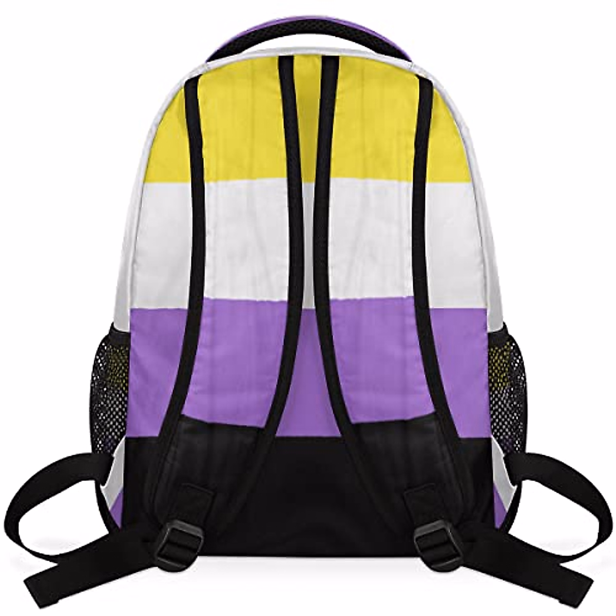 lakefvgk Non-Binary Pride Flag Backpack Travel Laptop Backpack Adjustable Shoulder Straps Waterproof School Bag Bookbag