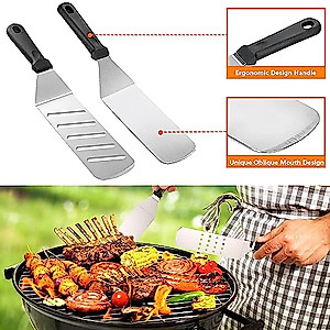 Griddle Accessories Kit and Burger Press, 122 PCS Griddle Grill Tools Set for Blackstone Stainless Steel Grill BBQ Spatula Utensils Set with Storage Bag