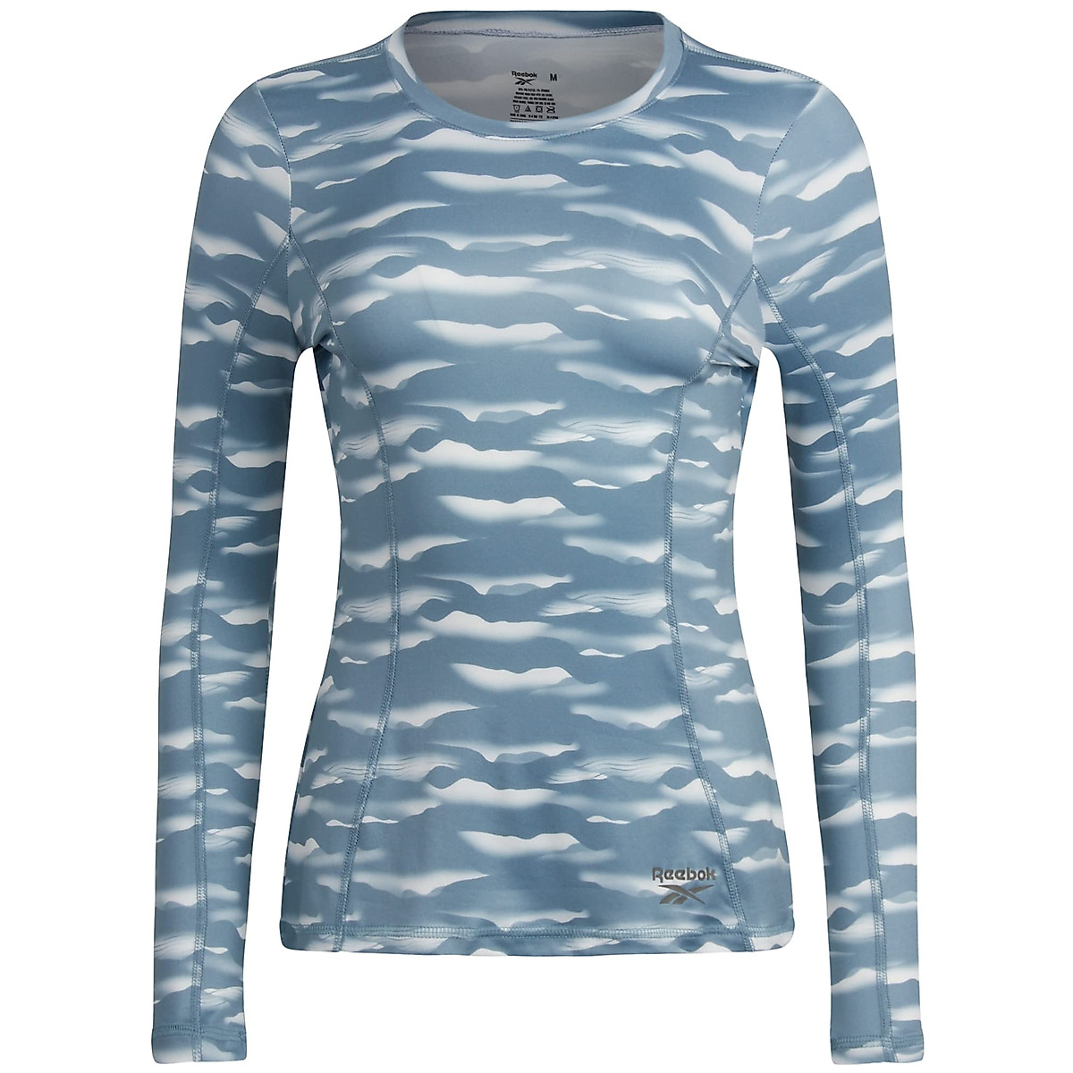 Reebok Women's Performance Thermal Shirt - Athletic Base Layer Long Sleeve Shirt (S-XL), Size X-Large, Ashley Blue Print