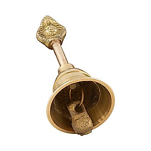 Shubhkart 3.5" Inches Polished Brass Handcrafted Hand Held Small Service Bell/Pooja Bell/Naag Ghanti