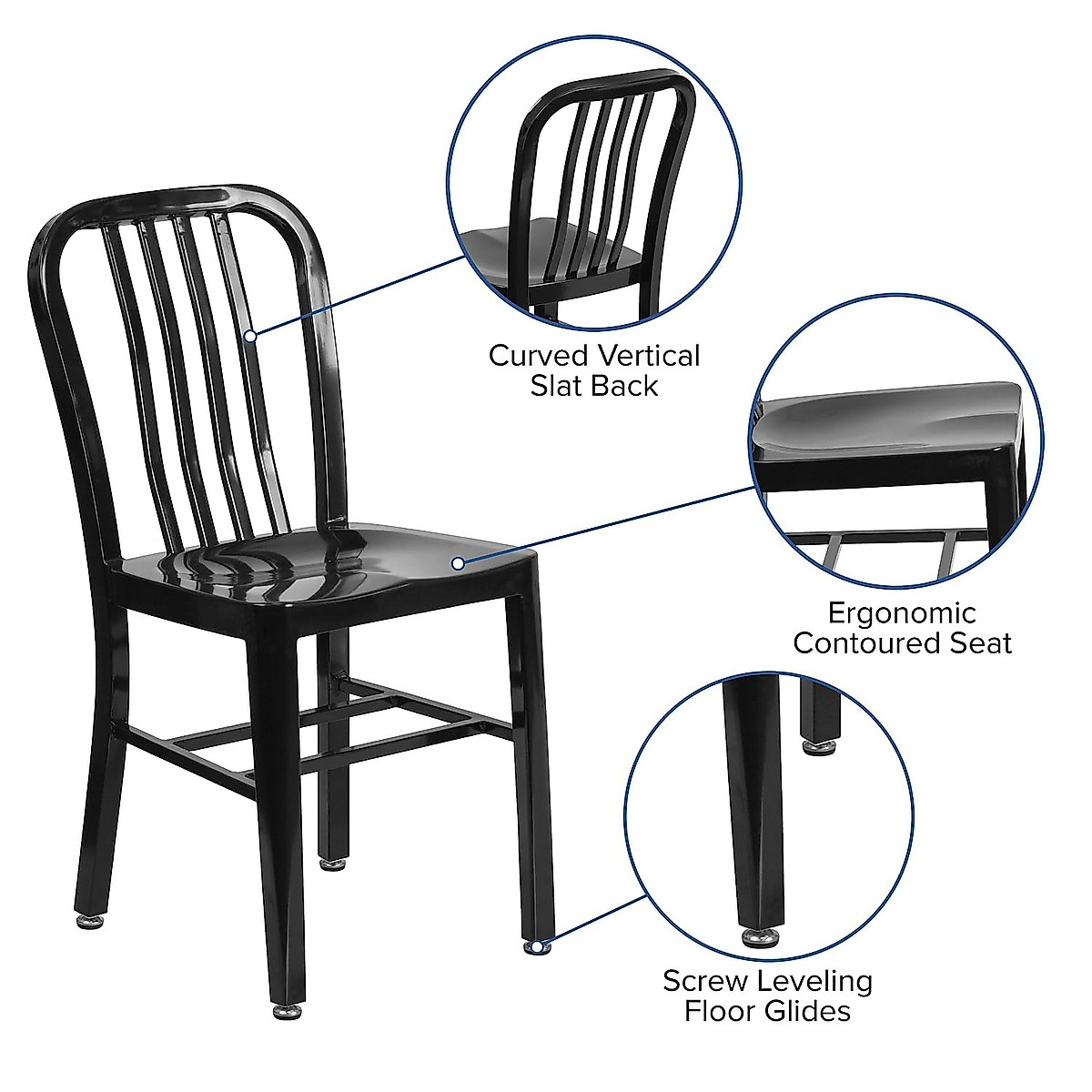 Flash Furniture Commercial Grade Black Metal Indoor-Outdoor Chair