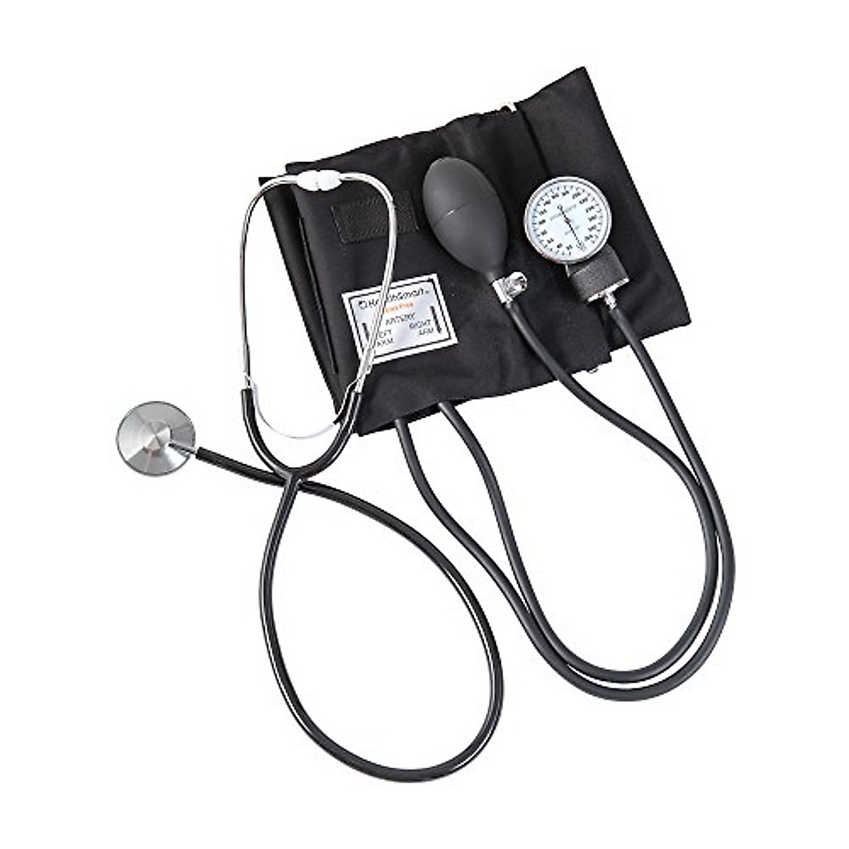 MABIS Professional Aneroid Sphygmomanometer Blood Pressure Gauge, Stethoscope and Blood Pressure Cuff, With Carrying Case, Adult Large Cuff, Black