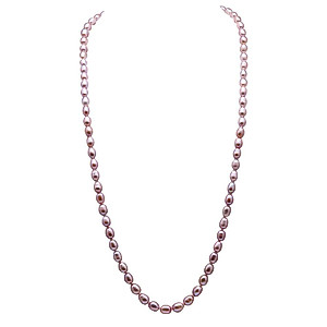 JYX Long Strand Pearl Necklace 7-8mm Oval Freshwater Pearl Sweater Necklace Opera Length 32" (Lavender) (Lavender)