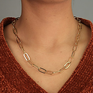 Nuragold 14k Yellow Gold 7mm Paperclip Elongated Rolo Cable Link Chain Pendant Necklace, Womens Jewelry Lobster Clasp 16" 18" 20" 22" 24"