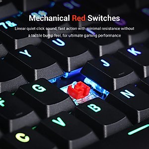 Redragon Mechanical Gaming Keyboard RGB LED Backlit Low Profile Wired Macro 96 Keys Red Switches, for Windows Gaming PC, Black