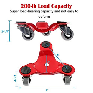 Bonsicoky 6" Steel Tri-Dolly with Rubber Wheel, 200-lb Load Capacity Furniture 3 Wheel Mover Universal Moving Tools for Moving Heavy Objects, Furniture, Appliances - 4Pack