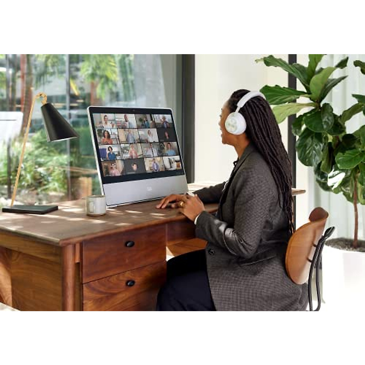 Cisco | Bang & Olufsen Cisco 980, Wireless Dual Over-Ear Bluetooth Headset with Case, USB-A HD Adapter, Active Noise Cancellation, First Light, 1-Year Limited Liability Warranty, HS-WL-980-BUNA-L