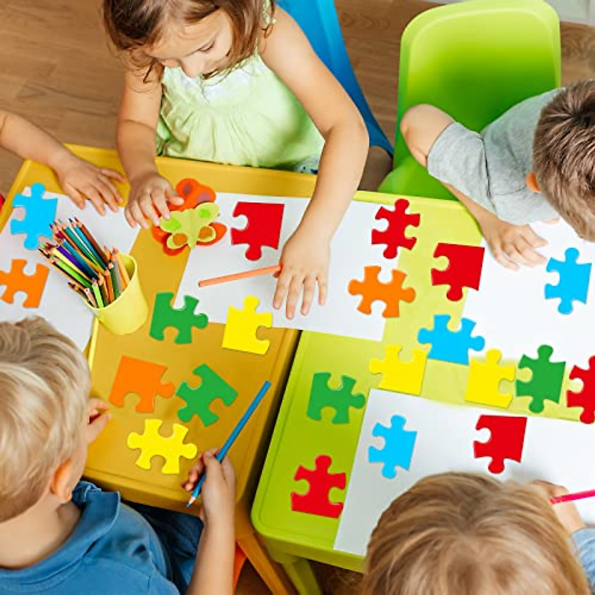 Colorful 80Pcs Puzzle Cutouts for Classroom Decor