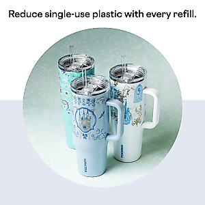 Corkcicle x Disney Princess Belle Cruiser Insulated Tumbler with Handle & Straw - 40 oz Reusable Water Bottle Keeps Beverages Cold for 20 Hrs, Hot for 9 Hrs – Cupholder Friendly, Spill Proof Tumbler