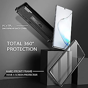 Dexnor for Samsung Galaxy Note 10+ Plus Case, [Built in Screen Protector and Kickstand] Heavy Duty Military Grade Protection Shockproof Protective Cover for Samsung Galaxy Note 10 Plus Black
