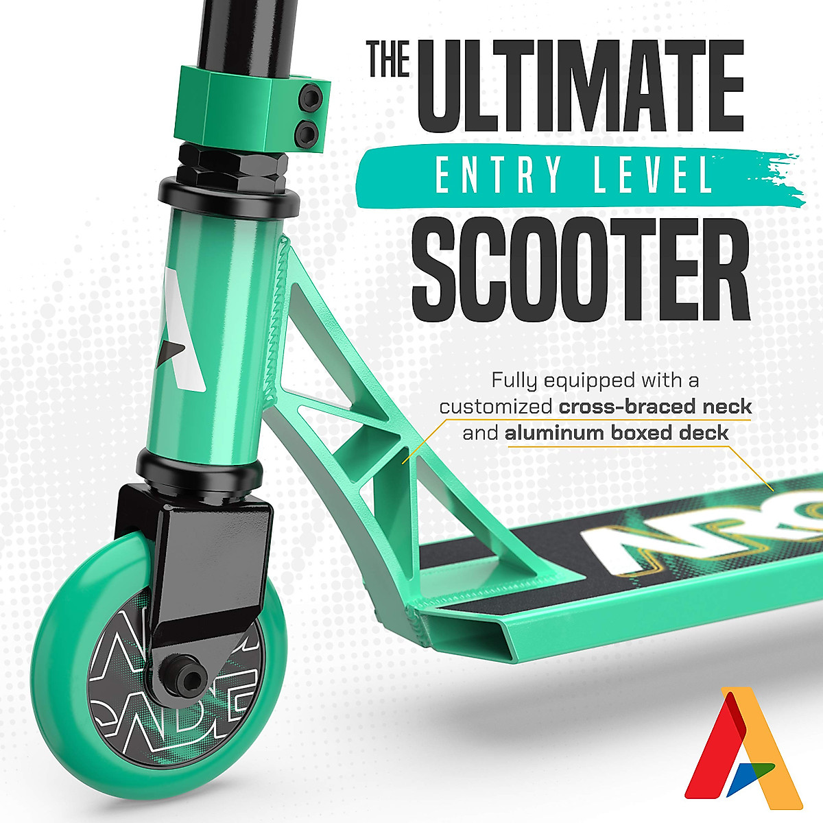 ARCADE Rogue BMX Pro Scooter - Skatepark Scooter for Tricks - Scooter Pro Trick Scooters - Beginner Stunt Scooters for Kids & Pre Teens Ages 7 Years & Up - Boys & Girls Colors Monopatin Scotter (Teal)