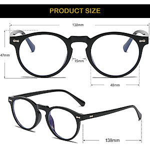 EYLRIM Round Blue Light Glasses Thick Circle Frame Clear Lens Non Prescription Eyewear(01 Black)