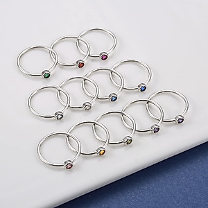 Simple Birthstone Rings for Women Jewelry 925 Sterling Silver Colorful Cubic Zirconia Stackable Promise Ring for Her (March, 6)