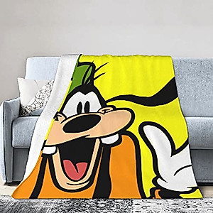 Cartoon Printing Flannel Super Soft Throw Blanket for Kids Adults,Comfortable and Warm for Sofa Bed Bedroom Living Room Camping Travel (Yellow) 80"X60"