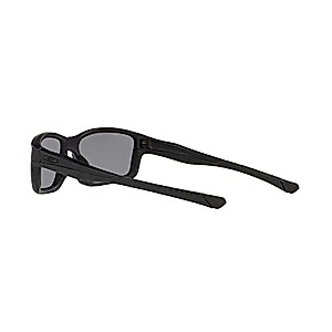 Oakley Men's OO9247 Chainlink Rectangular Sunglasses, Matte Black/Grey Polarized, 57 mm