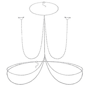 JFORYOU Nipple Rings with Body Chain 14G Nipple Piercing Barbell Nipplerings Body Piercing Jewelry for Women