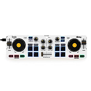 Hercules DJControl Mix – Bluetooth Wireless DJ Controller for Smartphones (iOS and Android) – dJay app – 2 Decks, White