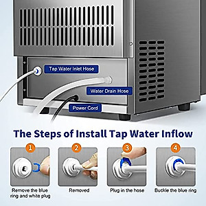 Commercial Ice Maker 130 LBS/24H, Upgraded 15" Wide Under Counter Ice Maker with 35LBS Ice Capacity, Commercial Ice Machine Self Clean Stainless Steel Built-in or Freestanding Large Ice Machine