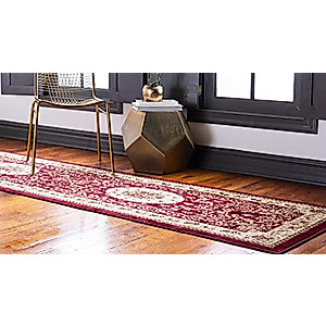 Unique Loom Versailles Collection Traditional Classic Medallion Motif Area Rug (2' 7 x 10' 0 Runner, Burgundy/ Ivory)