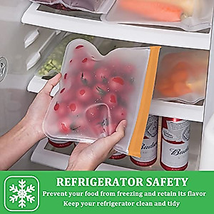 10PCS Food Storage Bags Silicone, Leakproof Reusable Storage Bags, Reusable Snack Bags Silicone for Home Food Storage, Kids School Lunch,Picnic and Travel