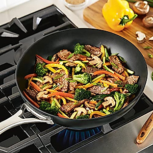Anolon Nouvelle Copper Hard Anodized Nonstick Wok/Stir Fry Pan/Wok Pan - 12 Inch, Onyx Black