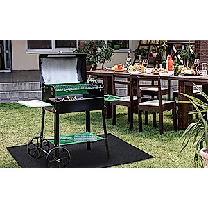 Under the Grill Mat, Fireproof BBQ Rug Ground Protective Anti-Slip Oily Splatter Protection Floor Scratch Prevention for Indoor Outdoor Backyard Deck Garden 124 x 75cm / 48.81 x 29.53inch Black