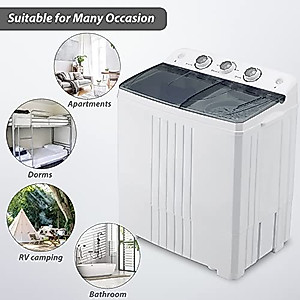 Portable Washing machine 20Lbs Capacity Mini Washer and Dryer Combo Compact Twin Tub Washing Machine Laundry Washer(12Lbs) & Spinner(8Lbs) with Built-in Gravity Drain,Low Noise for Apartment,Dorms,RV Camping, BLACK