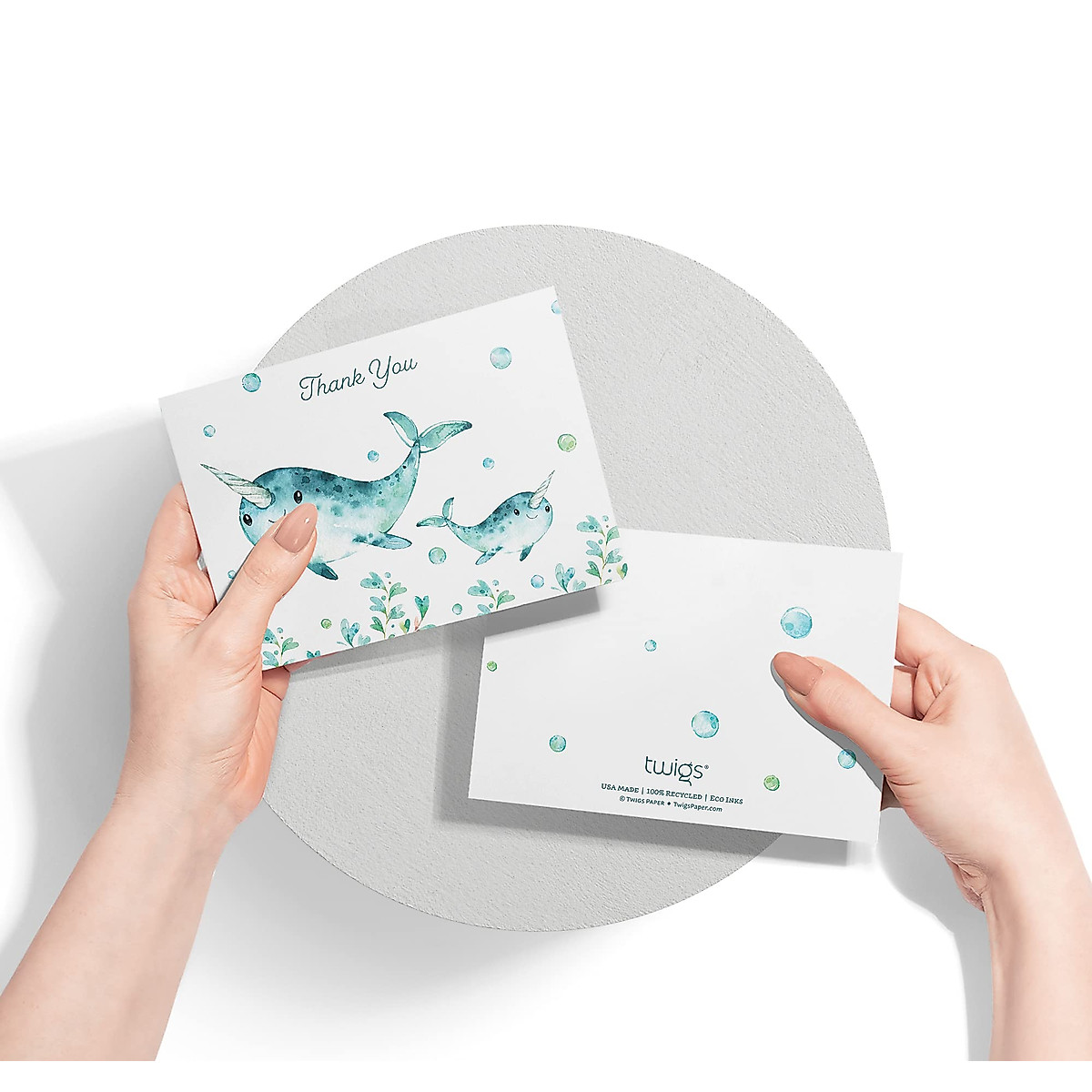 Twigs Paper - Baby Shower Thank You Cards - Ocean Themed Assorted Thank You Card Set - 24 Blank Cards With Envelopes - Eco Friendly Stationery - (5.5 x 4.25 Inch) - Made In USA