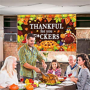 Friendsgiving Party Decorations, Thankful for You Banner for Happy Thanksgiving Party Decor, Friends Giving Party Wall Backdrop, Friendsgiving Sign Office Decorations Indoor