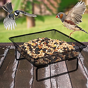 Ground Bird Feeder Tray for Feeding Birds 2 Pack,High Raised Feed Birds Off The Ground,Metal Mesh Platform Bird Feeders Outdoors,Durable Compact Bird Feeder Dish(7" x 7" x 3")