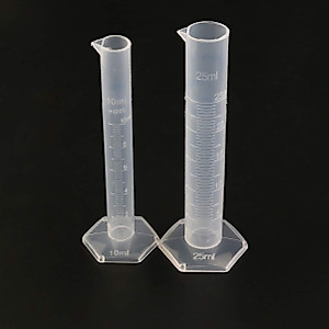 POPETPOP 4pcs 10ml / 25ml / / 100ml Measuring Plastic Graduated Cylinder Laboratory Bottle Lab Test Measuring Container Cups