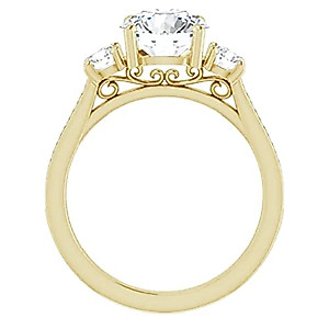 925 Silver,10K/14K/18K Solid Yellow Gold Handmade Engagement Ring 2 CT Round Cut Moissanite Diamond Solitaire Wedding/Gorgeous Gift for/Her Wife Rings