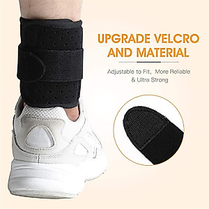 Tenbon Ankle Support Drop Foot Brace Orthosis - Comfort Cushioned Adjustable Wrap Compression For Improved Walking Gait, Prevents Cramps Ankle Sprains (Black)