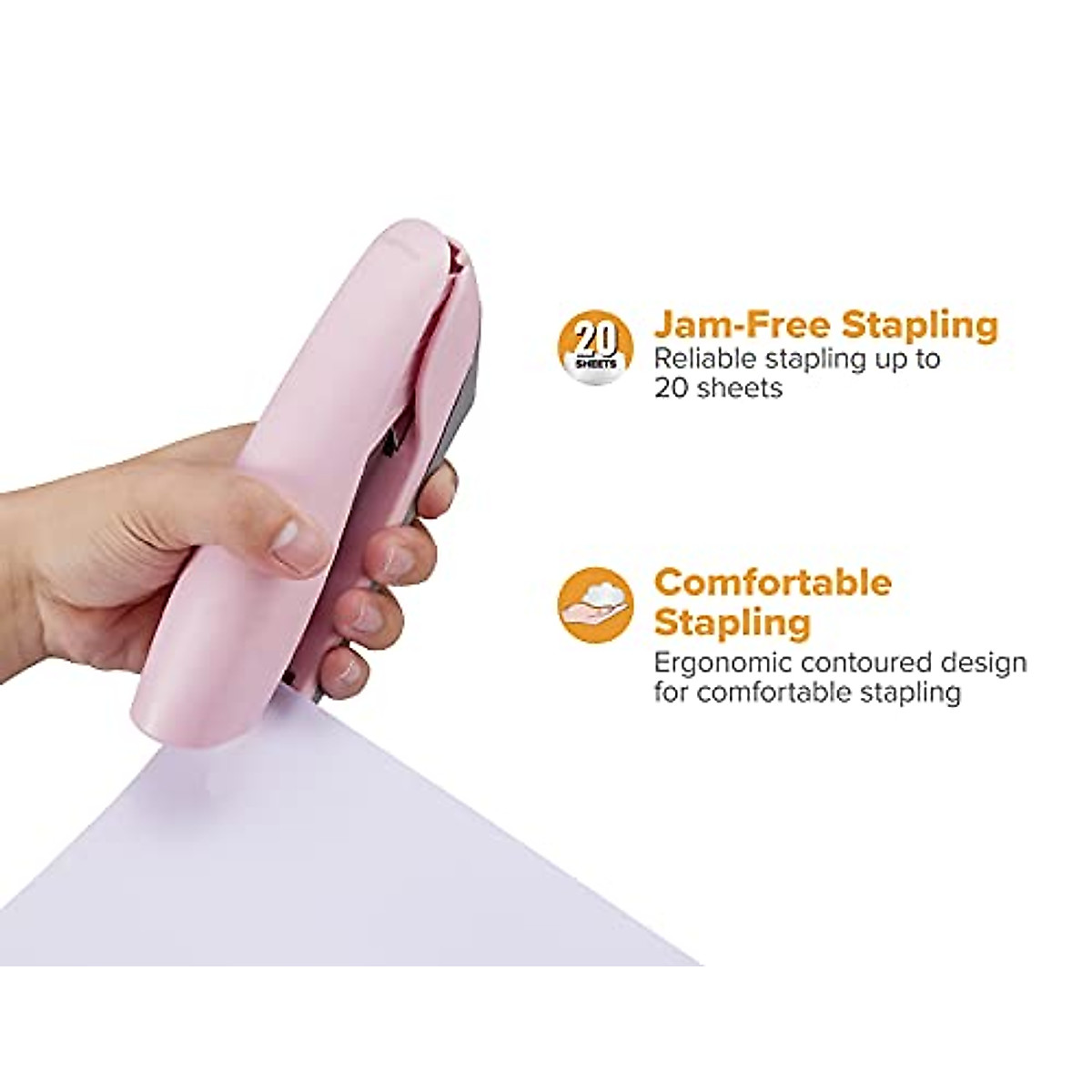 Bostitch Office Velvet No-Jam Stapler Value Kit, Includes Staples and Magnetic Staple Remover, Pink (B326-PP-VLT-PNK) (BOSB326PPVLTPNK)