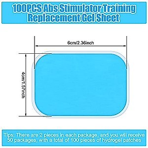 Hungdao 100 Pcs 50 Packs Gel Pads for ABS Stimulator ABS Trainer Replacement Gel Sheet ABS Gel Pads Muscle Stimulator Pads for Abdominal Muscle Trainer AB Workout Toning Belt