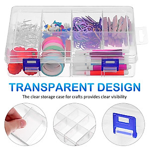 Kichvoe Plastic Organizer Box with Dividers: Clear Organizer Box Reusable Snack Box Containers with 8 Adjustable Compartments For Jewelry Crafts Meal Prep Picnic, 7.66x5.23x1.73 inch
