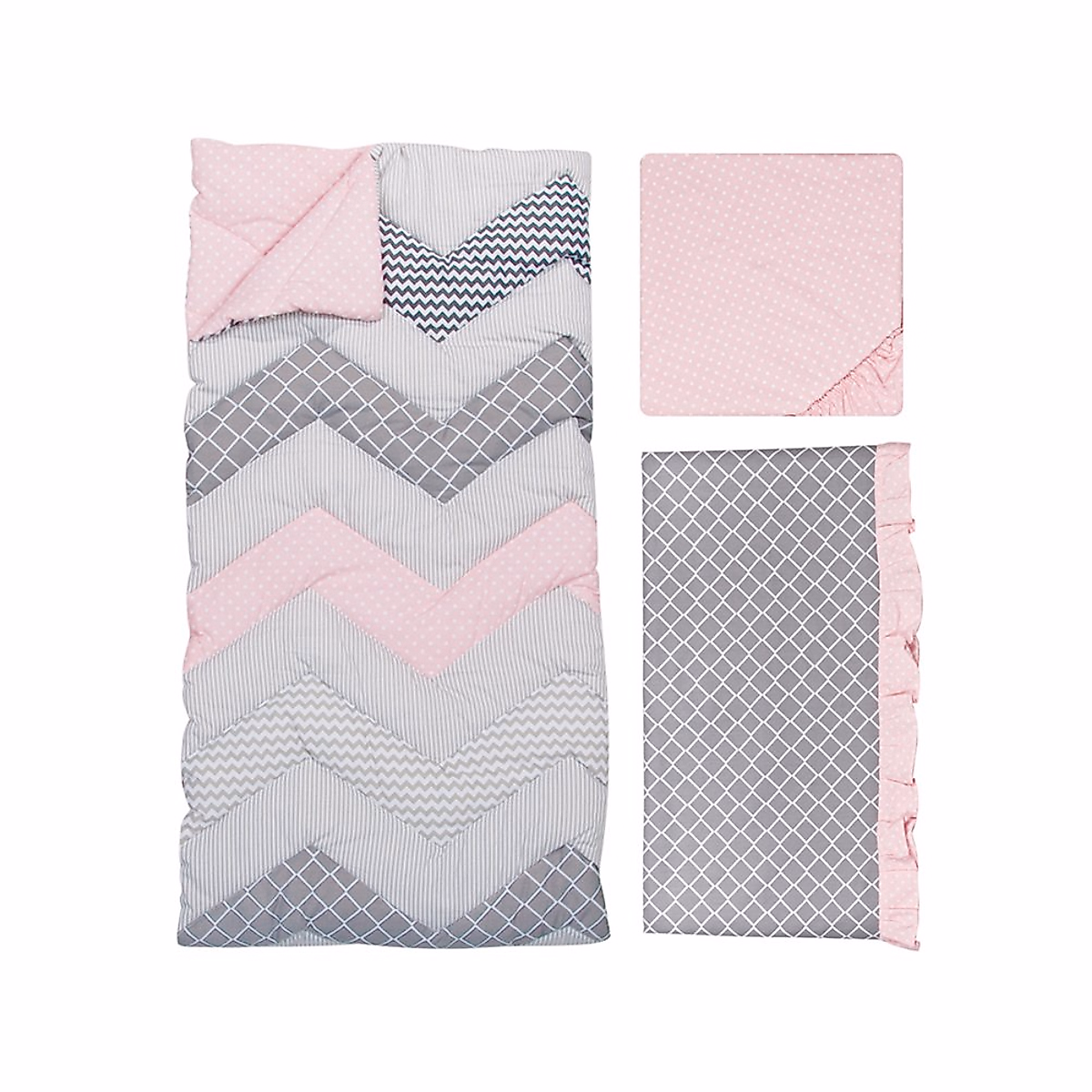 Trend Lab Cotton Candy 3 Piece Crib Bedding Set, Can Be Used As A Blanket Or A Playmat for Tummy Time, Includes Quilt, Fitted Crib Sheet and Skirt