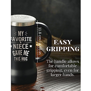 Onebttl Uncle Gifts from Niece, Stainless Steel Beer Stein Tumbler, 24oz Beer Mug with Lid