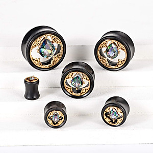 TBOSEN 2PCS Ebony Wood Ear Tunnel Plug Flesh Tunnels Stretching Piercings Expanders Ear Gauges0g-1 in 8mm-25mm