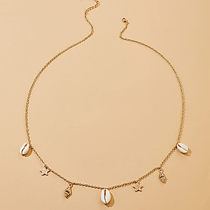 Sttiafay Boho Waist Body Chain Gold Shell Conch Star Belly Chain Sexy Beach Bikini Stomach Chain Body Accessories for Women Teen Girls