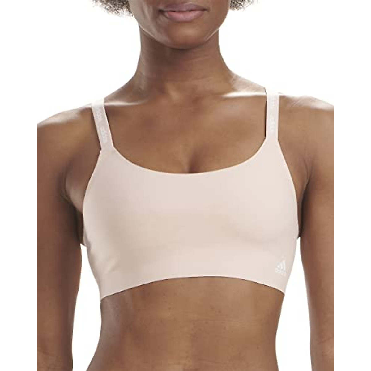 adidas womens Active Micro Flex Wireless Seamless Lounge Padded Bra, Peach Whip/White, Medium US