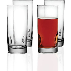 Circleware Bentley Heavy Base Highball Tumbler Drinking Glasses, Set of 6, Home Party Entertainment Beverage Glassware Ice Tea Cups for Water, Juice, Milk, Beer and Kitchen Décor, 15.75oz, Clear