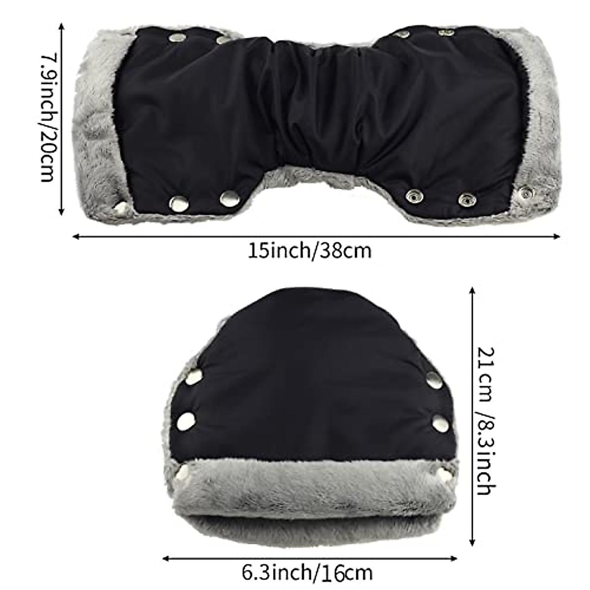 ALYCLIP Stroller Hand Muff, Extra Thick Fleece Pram Pushchair Universal Hand Gloves, SoZone Waterproof Warm Baby Stroller Gloves with 1 Buggy Clip