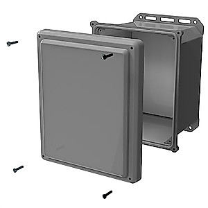 Serpac I352S,TGBG (10.23 x 11.75 x 7.46 in) Polycarbonate IP67 Waterproof UL 508A Plastic Project Junction Box Enclosure with Gray Top Screw Entry Cover and Gray Bottom