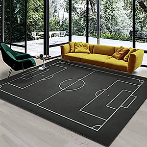 CAWIADFWJO Area Rug Soccer Field chalked Blackboard Football Stadium Board Painted Chalk Non-Slip Soft Carpet Floor Mat Indoor Multi 71inchx106inch